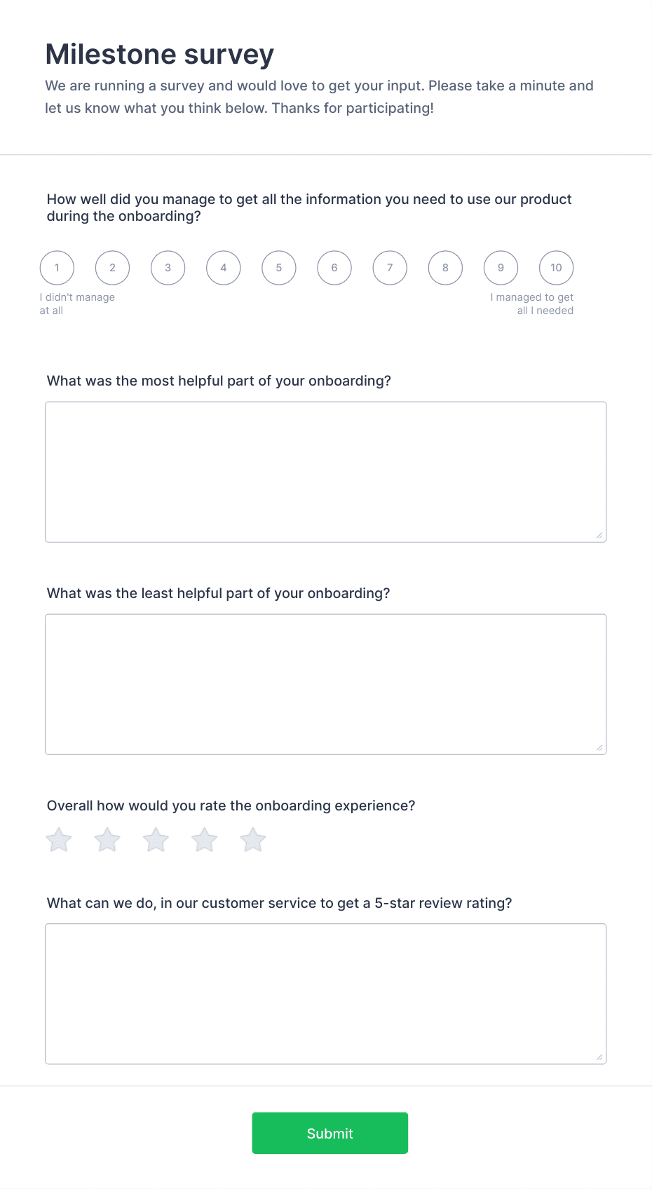 Milestone survey Form Template | Jotform