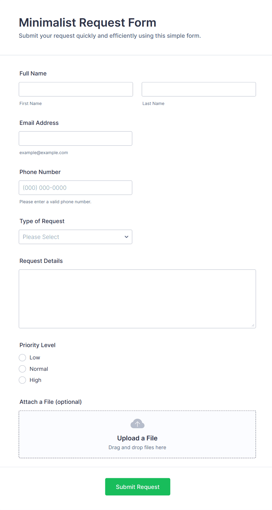 Minimalist Request Form Template | Jotform