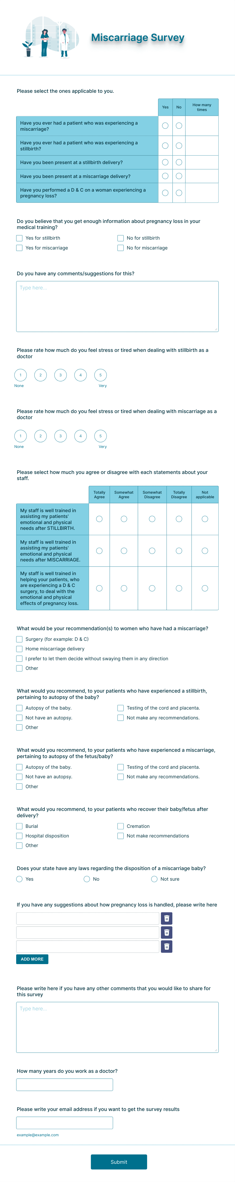 Miscarriage Survey Form Template | Jotform