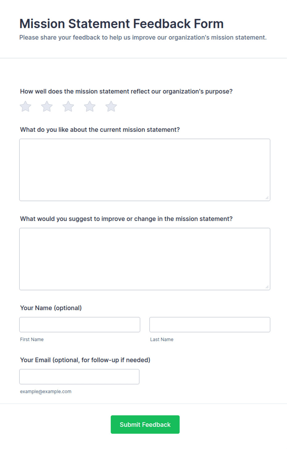 Mission Statement Feedback Form Template | Jotform