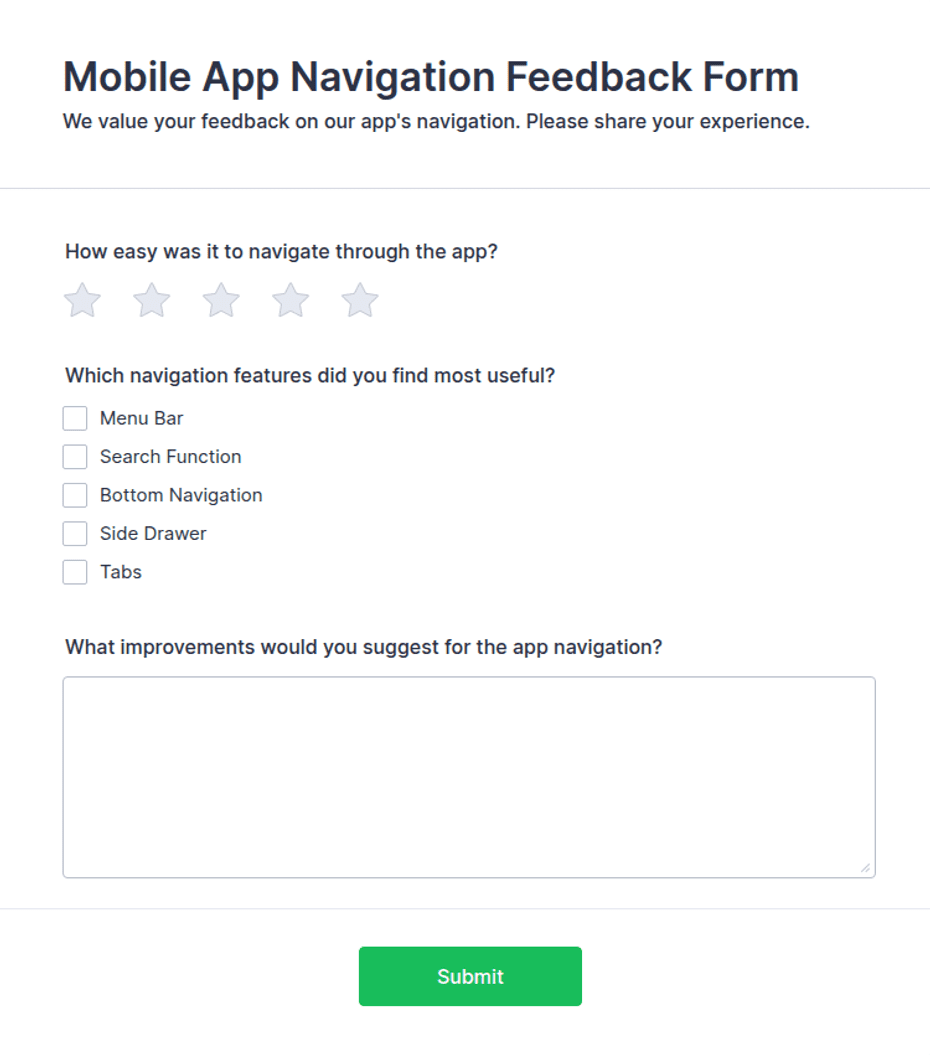Mobile App Navigation Feedback Form Template | Jotform