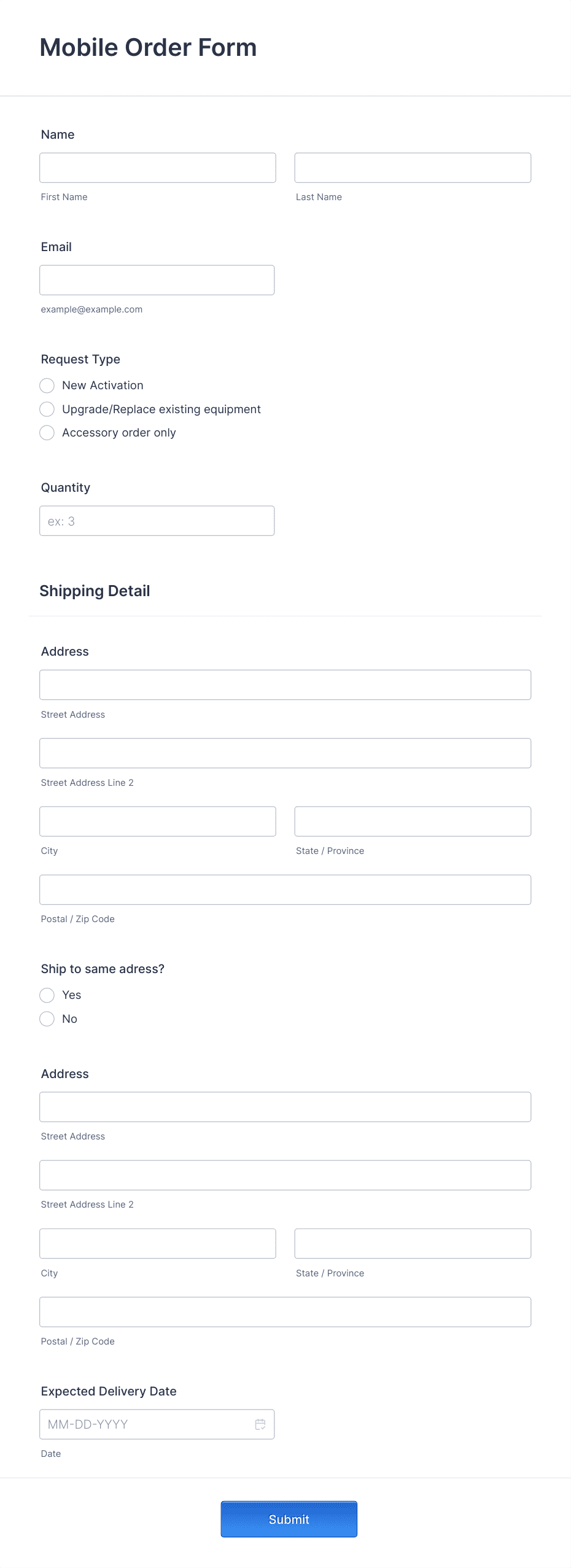 Mobile Order Form Template | Jotform