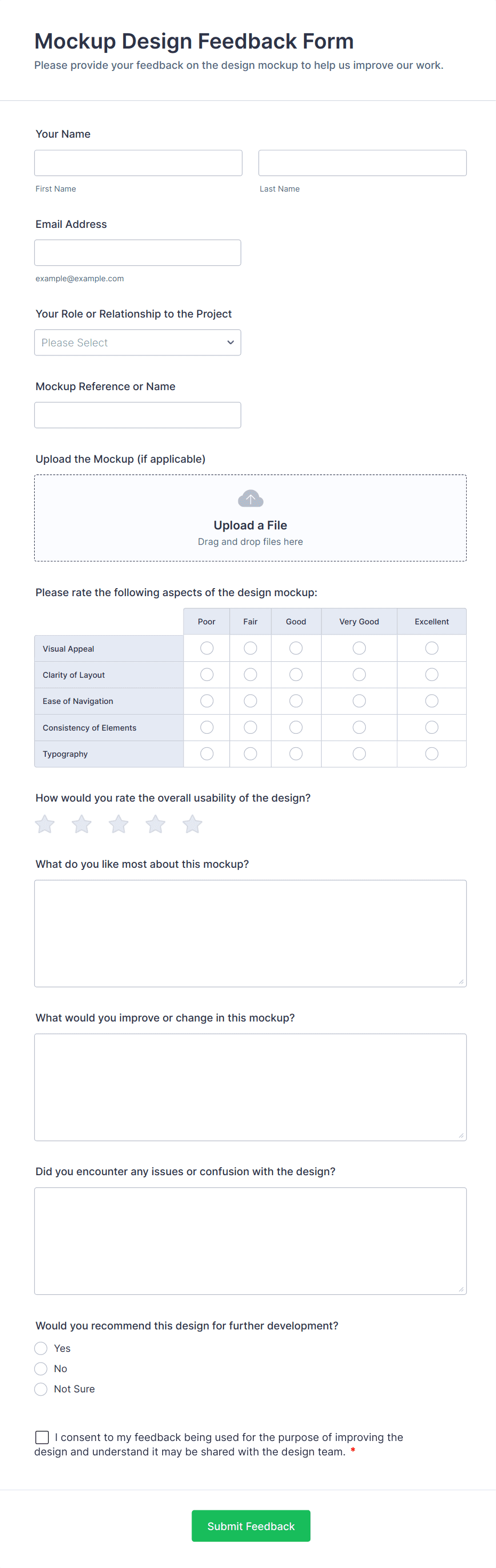 Mockup Design Feedback Form Form Template | Jotform