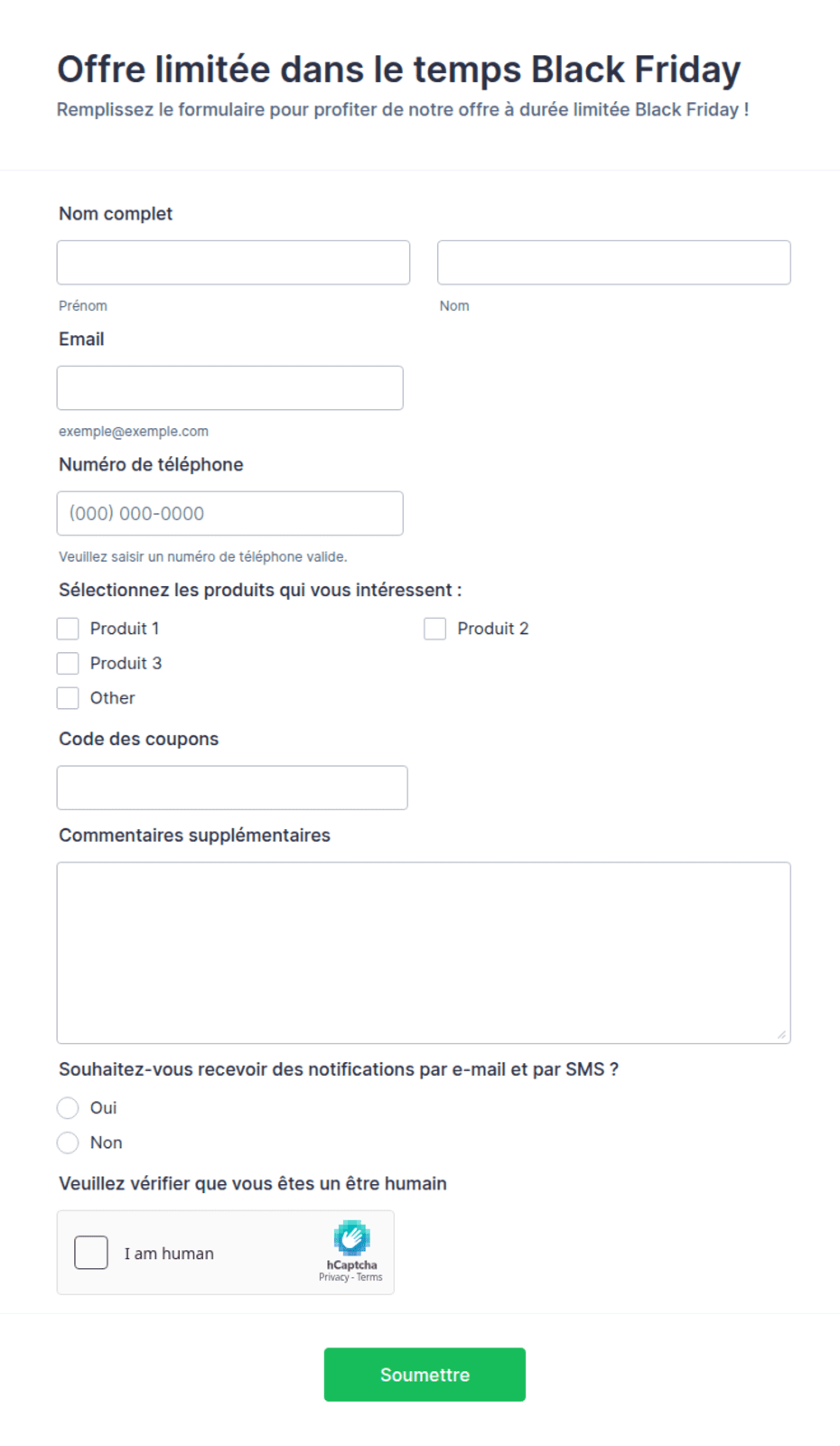 Modèle de formulaire d'offre limitée Bla... Modèle du formulaire | Jotform