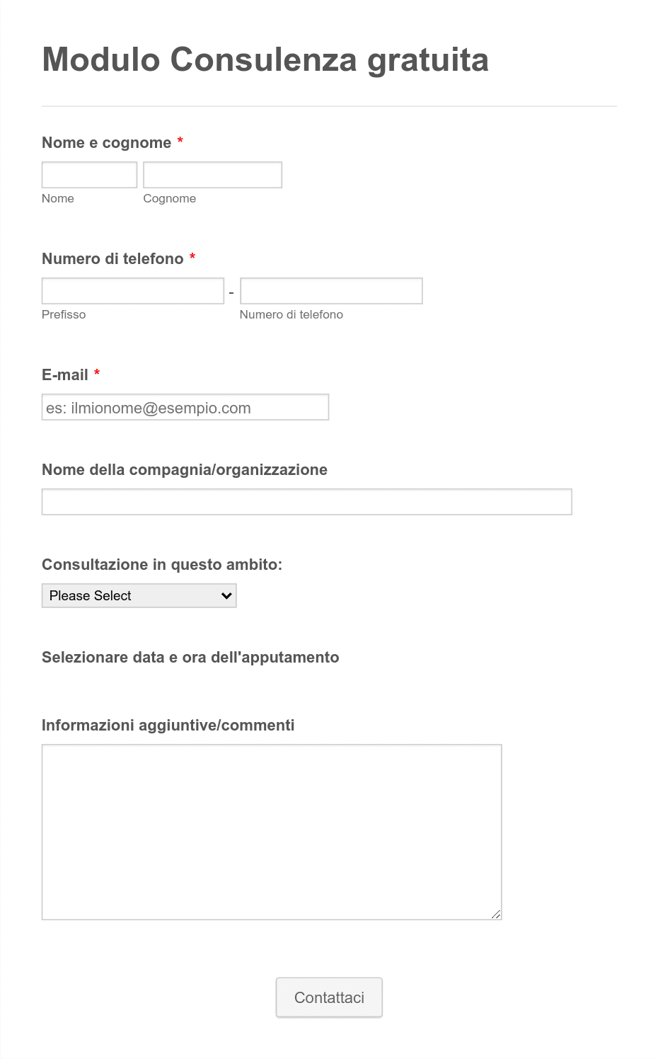 Modulo Consulenza gratuita Template Modulo | Jotform