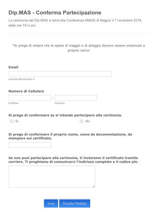 Modulo di Conferma Partecipazione Template Modulo | Jotform