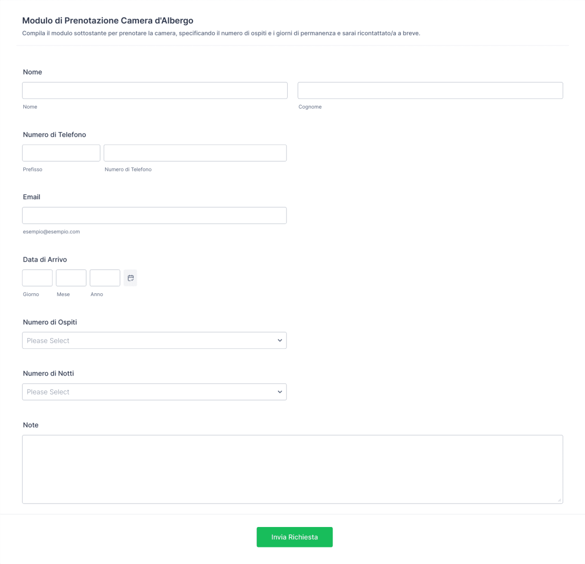 Modulo di Prenotazione Camera d'Albergo Template Modulo | Jotform