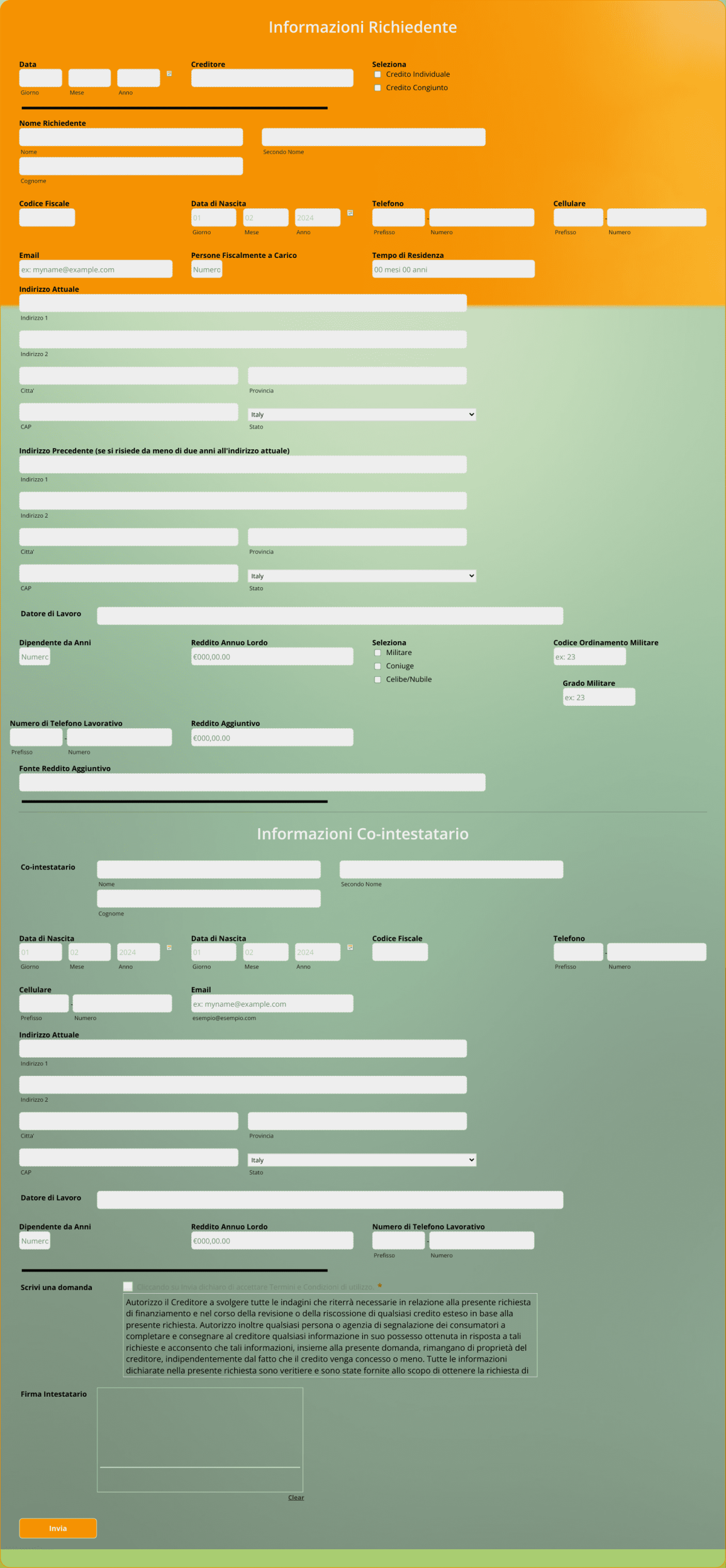 Modulo di Richiesta Finanziamento Template Modulo | Jotform