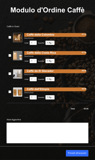 Modulo d'Ordine Caffè Agente AI | Jotform