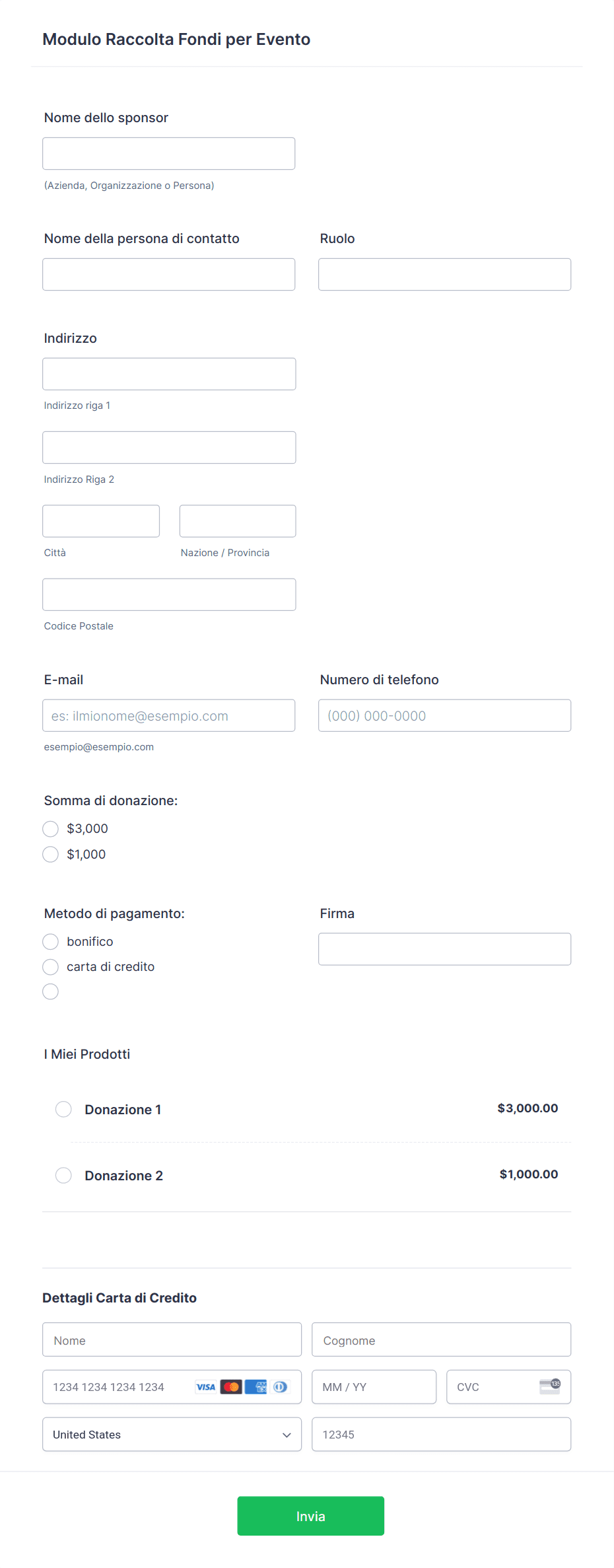 Modulo Raccolta Fondi per Evento Template Modulo | Jotform