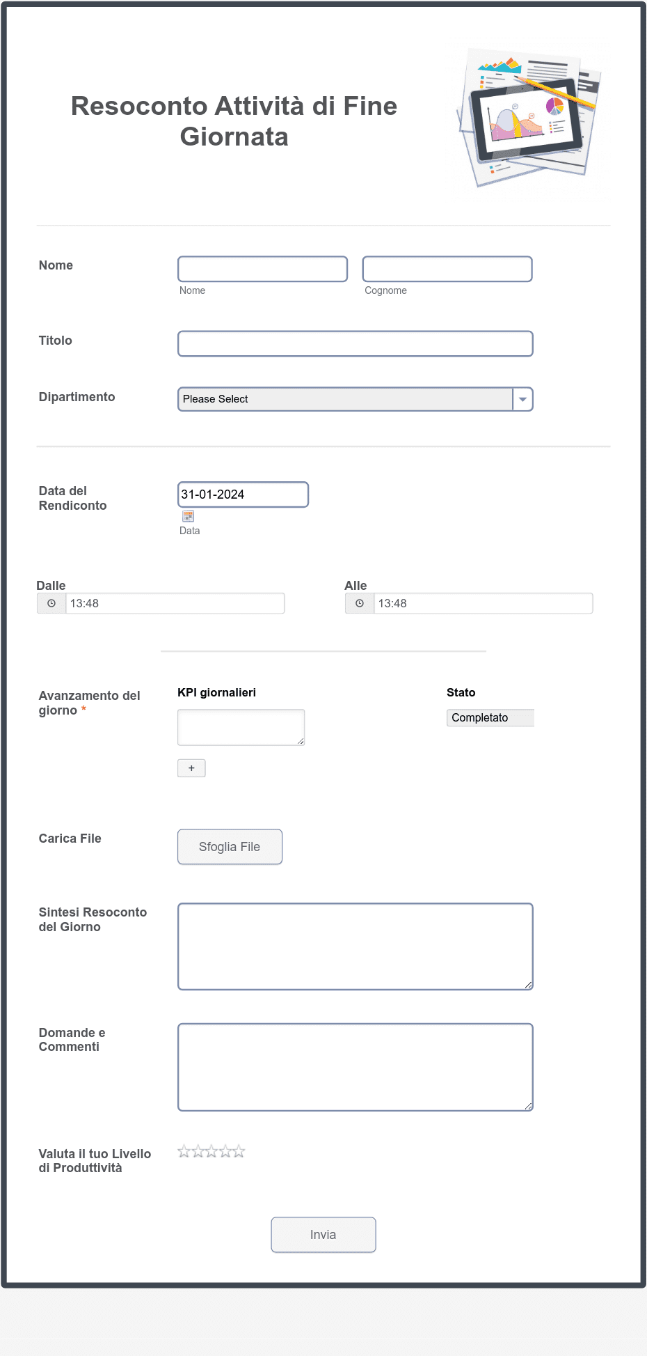Modulo Report Giornaliero Dipendente Template Modulo | Jotform