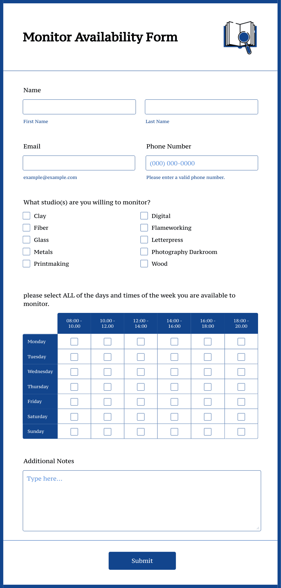Monitor Availability Form Template | Jotform
