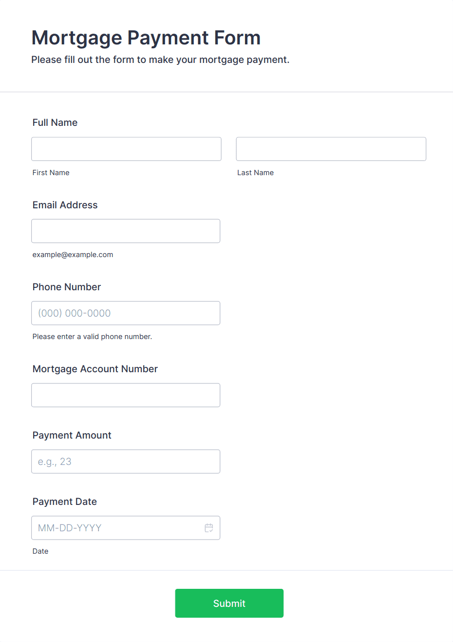 Mortgage Payment Form Template | Jotform
