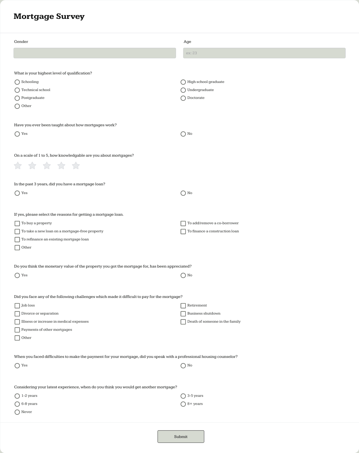 Mortgage Survey Form Template | Jotform