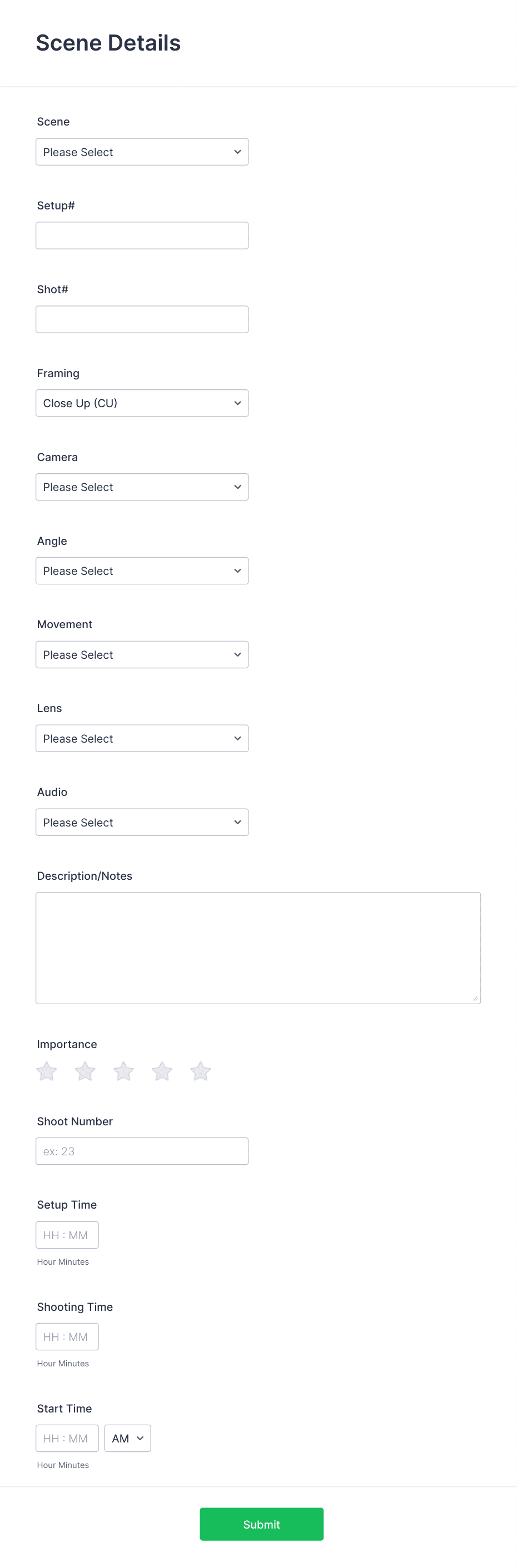 Movie Shot List Form Template | Jotform