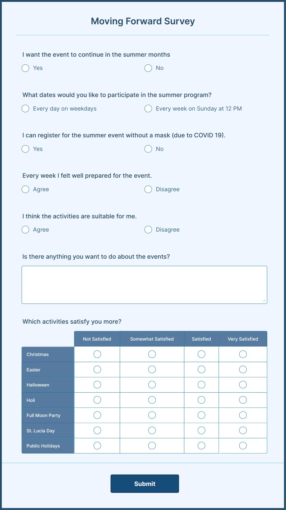 Moving Forward Survey Form Template | Jotform