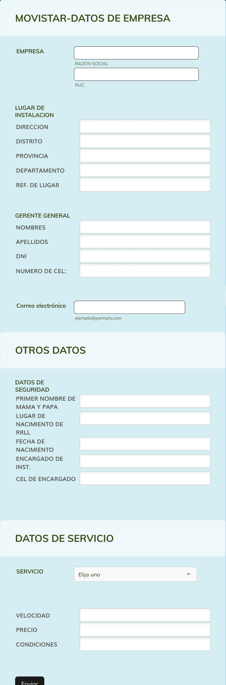 Movistar-Datos De Empresa Plantilla de formulario | Jotform