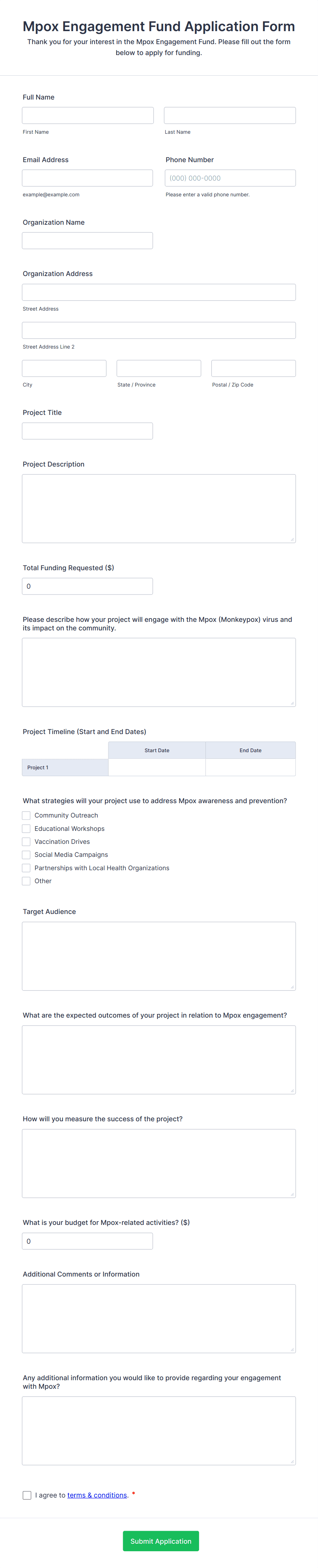 Mpox Engagement Fund Form Template | Jotform