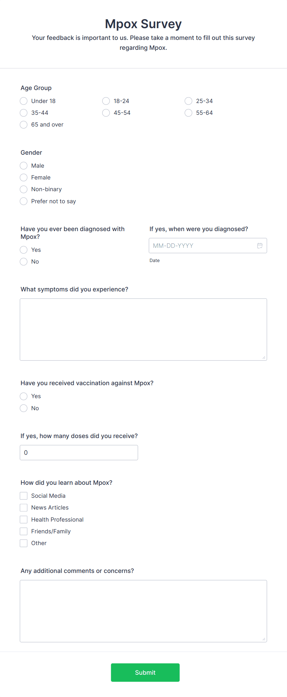 Mpox Survey Form Template | Jotform