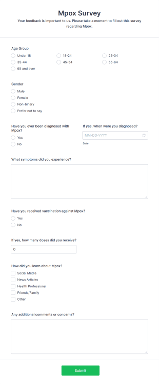 Mpox Survey Form Template | Jotform