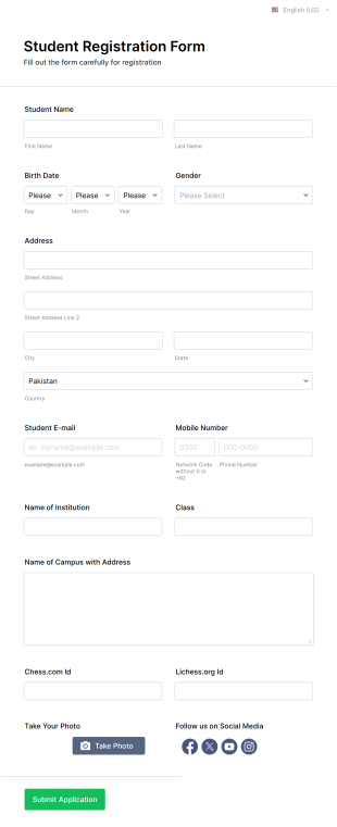MSAP Chess Club Student Registration Form Template | Jotform