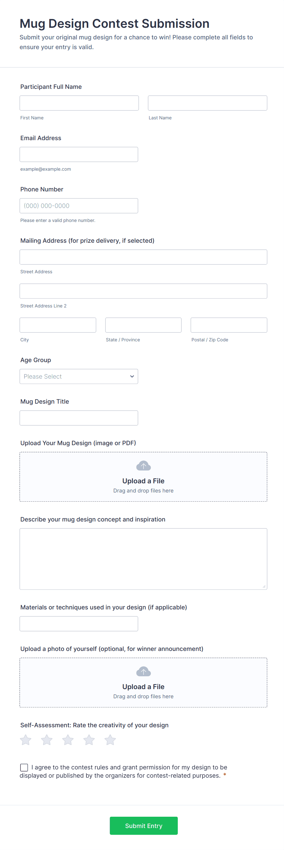 Mug Design Contest Submission Form Template | Jotform