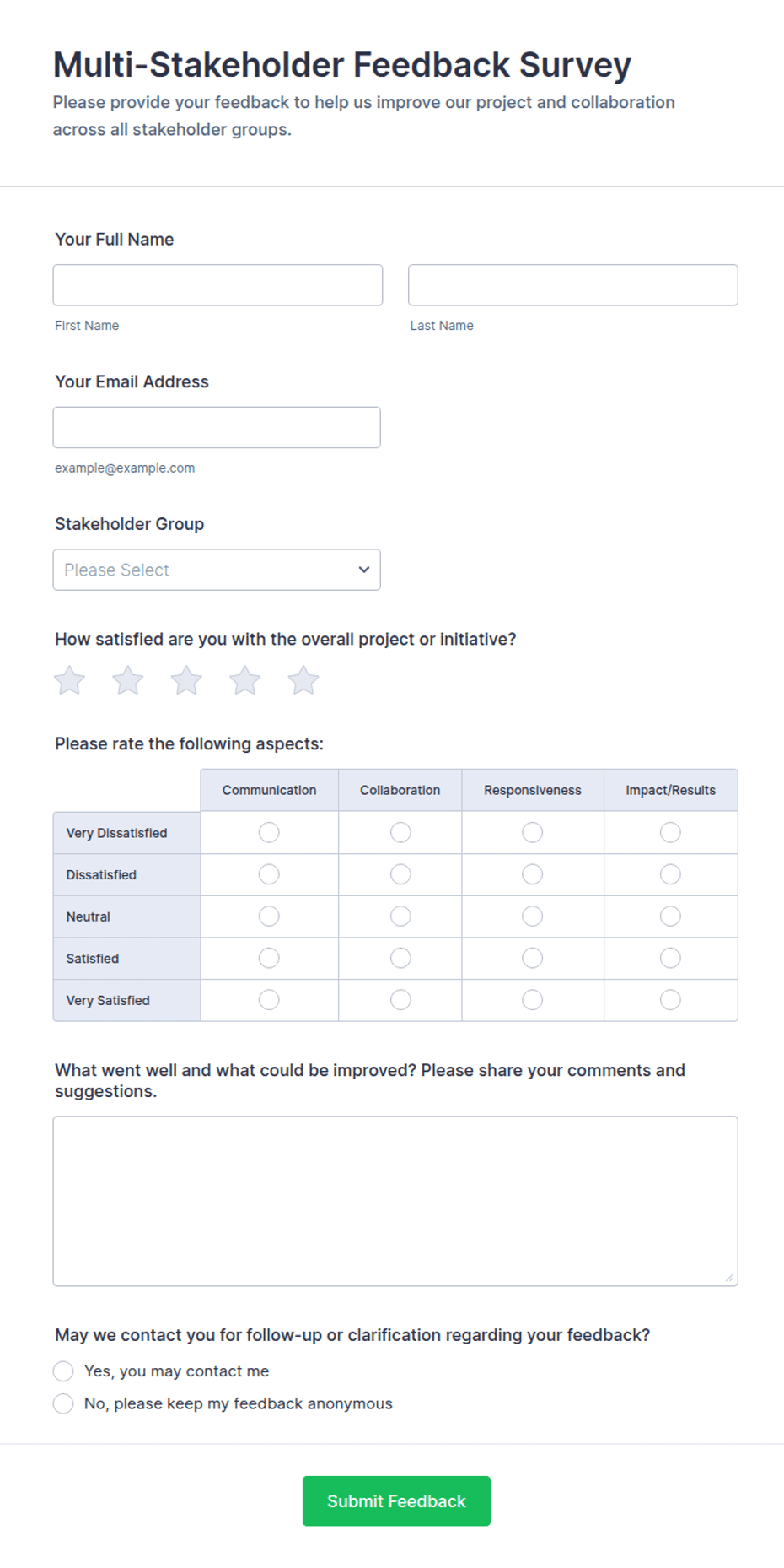Multi-Stakeholder Feedback Survey Form Template | Jotform