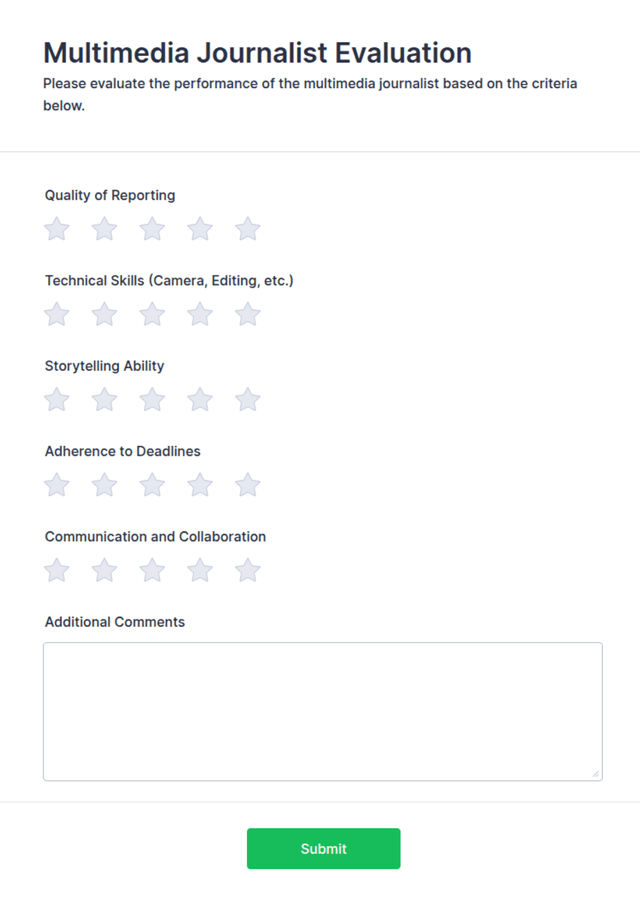 Multimedia Journalist Evaluation Form Template | Jotform