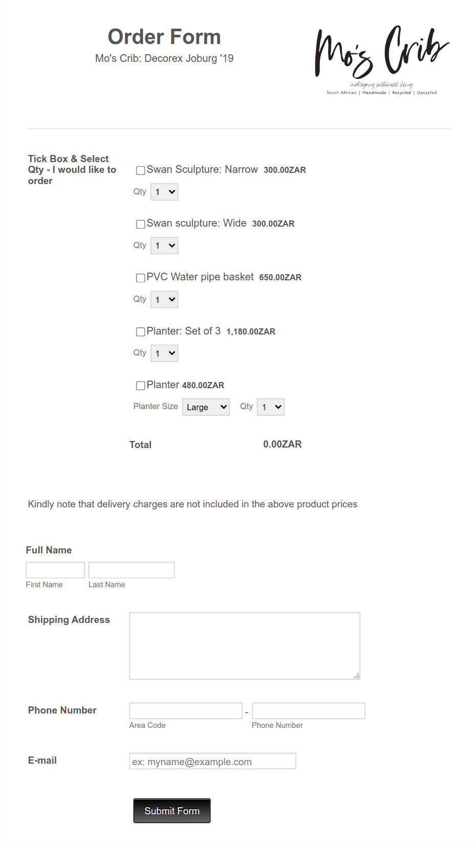 Multiple Products and Quantities Order Form Template | Jotform