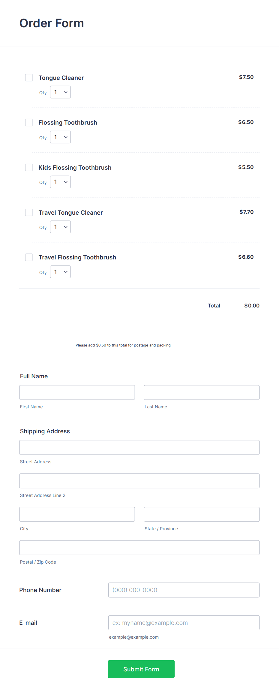 Product Order Form with Multiple Products Form Template | Jotform