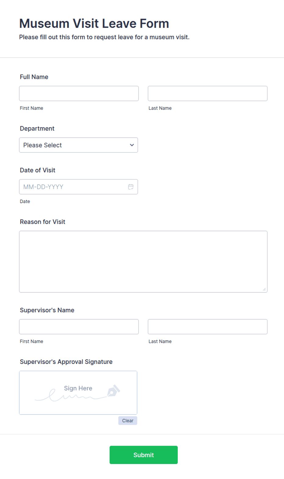 Museum Visit Leave Form Template | Jotform