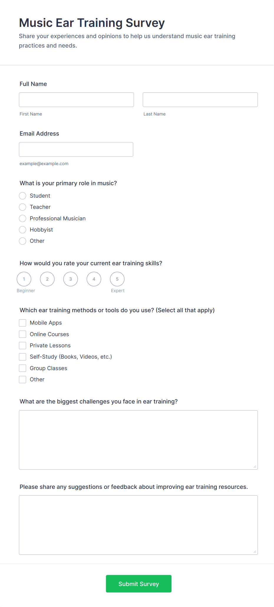Music Ear Training Survey Form Template | Jotform