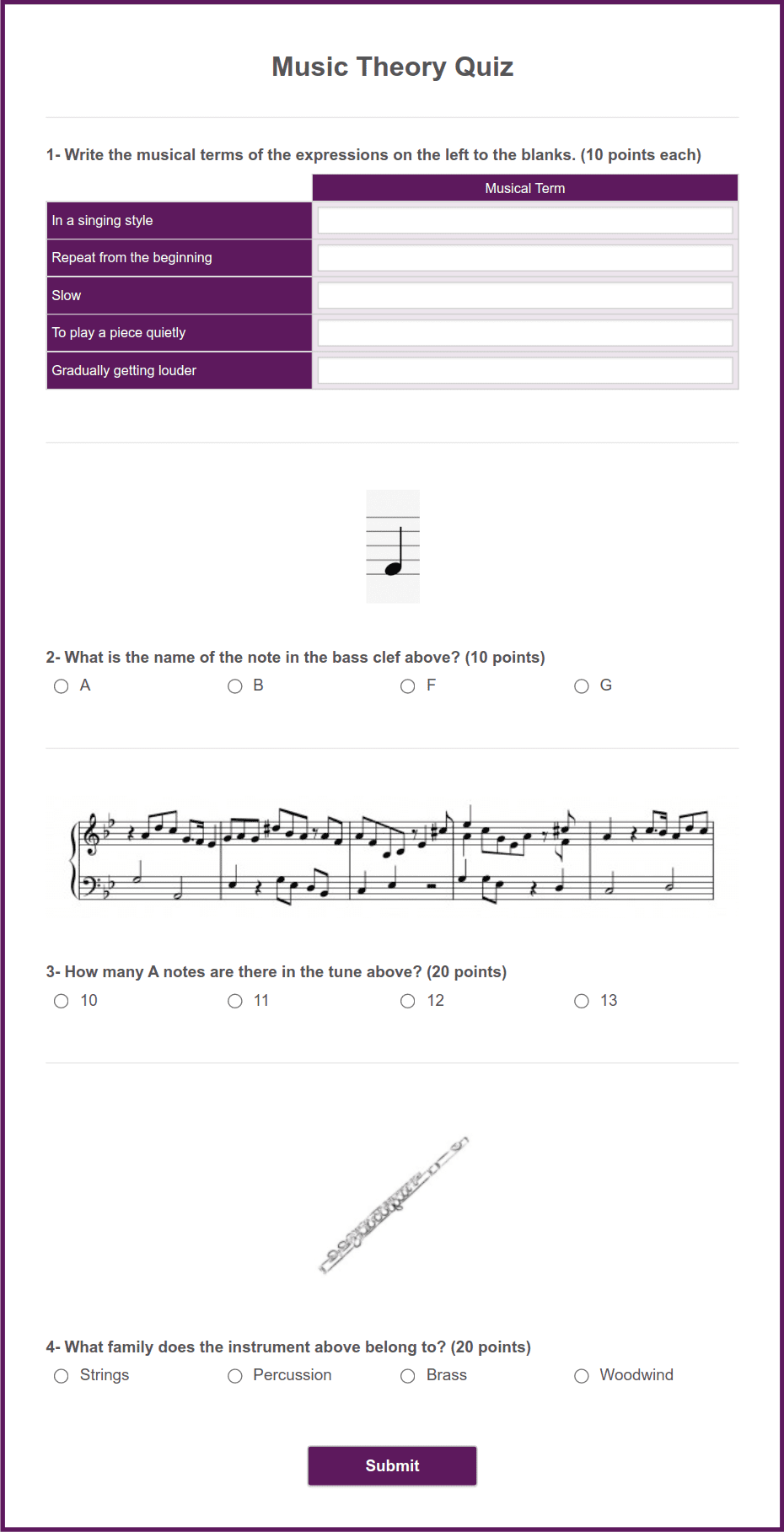 Music Theory Quiz Form Template | Jotform