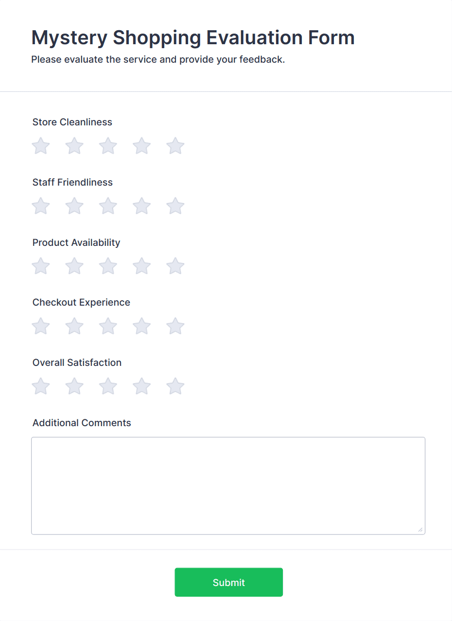 Mystery Shopping Evaluation Form Template | Jotform
