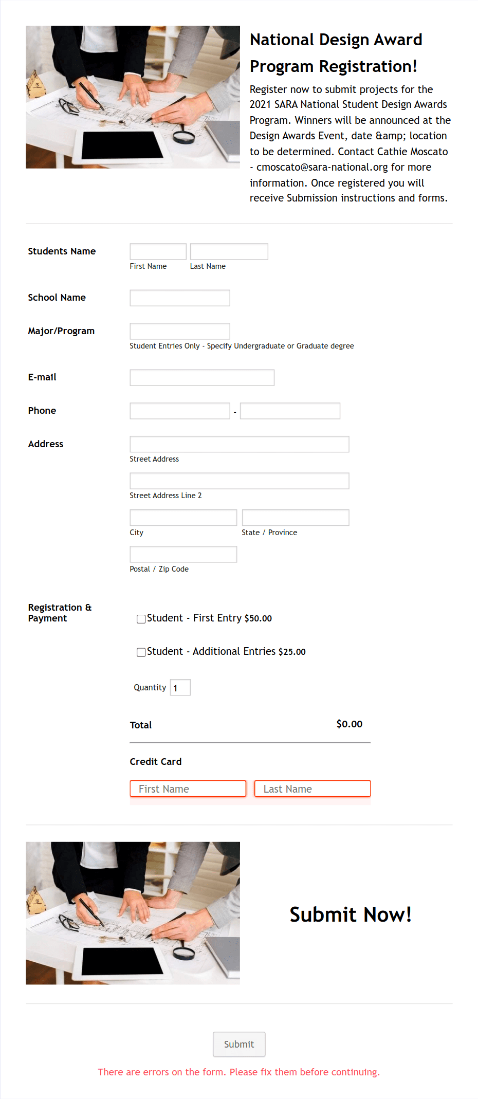 National Design Award 2021 Registration Form Template | Jotform