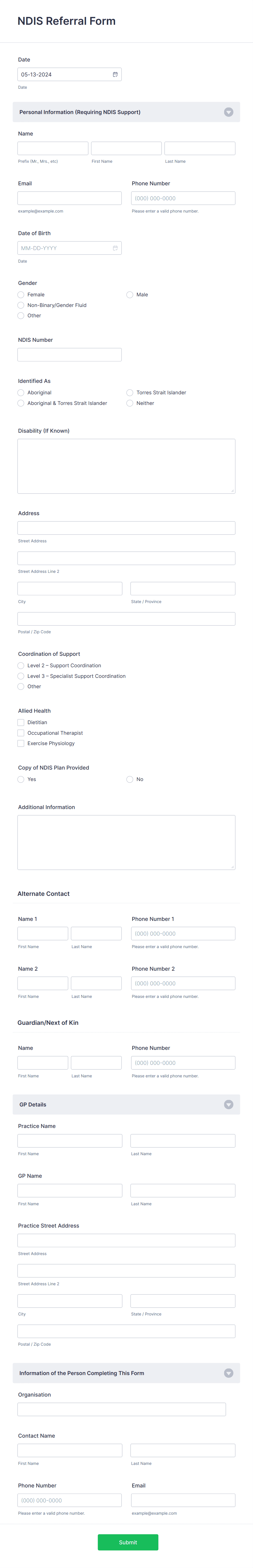 NDIS Referral Form Template | Jotform