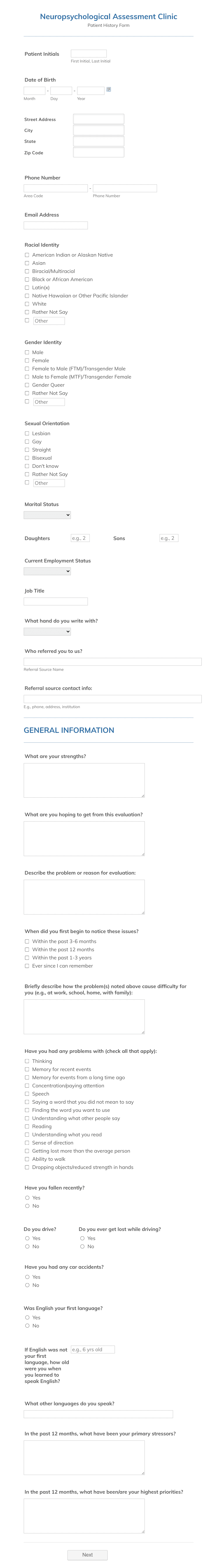 NEAT Form Template | Jotform