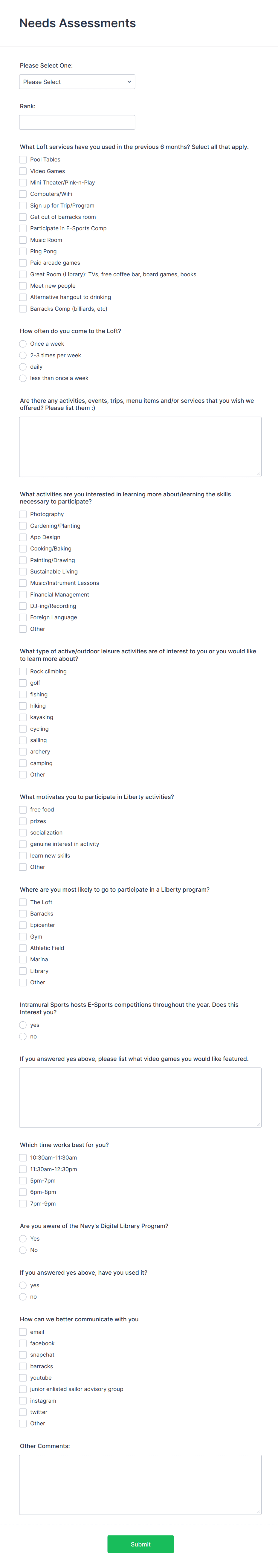 Needs Assessments Survey Form Template | Jotform