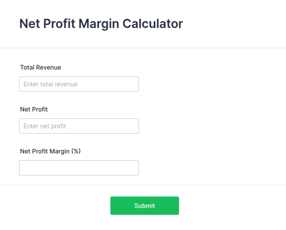 Net Profit Margin Calculator Form Template | Jotform