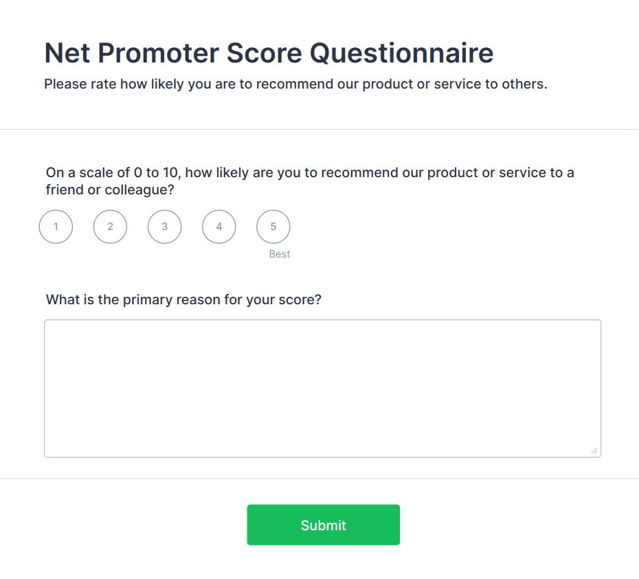 Net Promoter Score Questionnaire Form Template | Jotform
