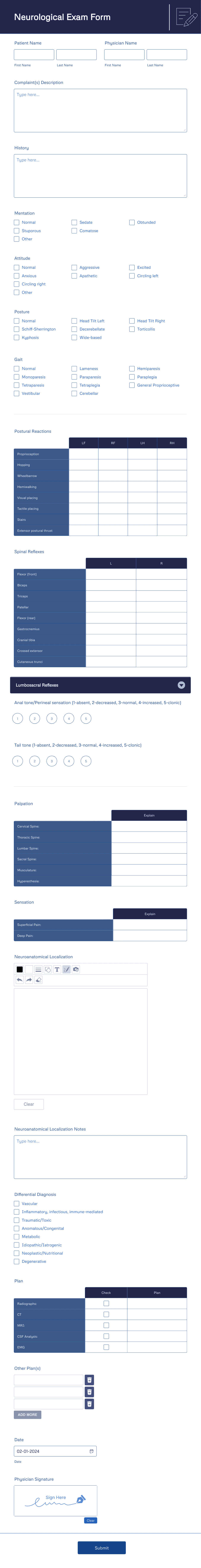 Neurological Exam Form Template | Jotform