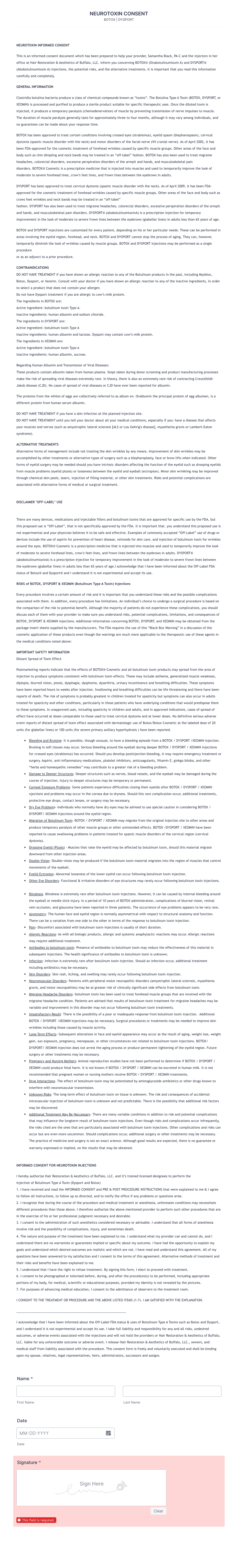 Neurotoxin Consent Form Template | Jotform