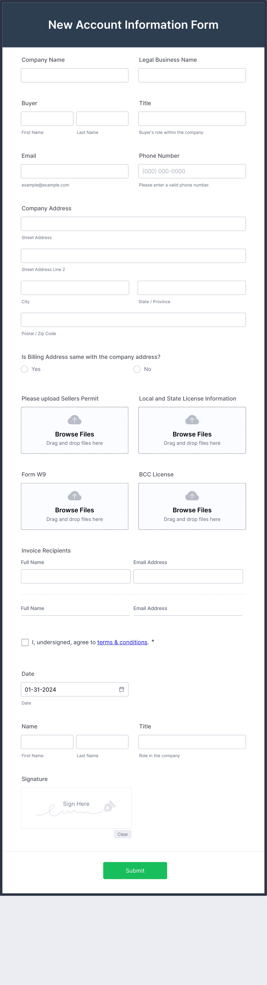 New Account Information Form Template | Jotform