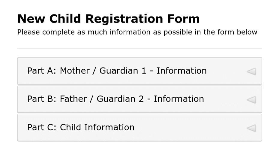 New Child Registration Plantilla de formulario | Jotform