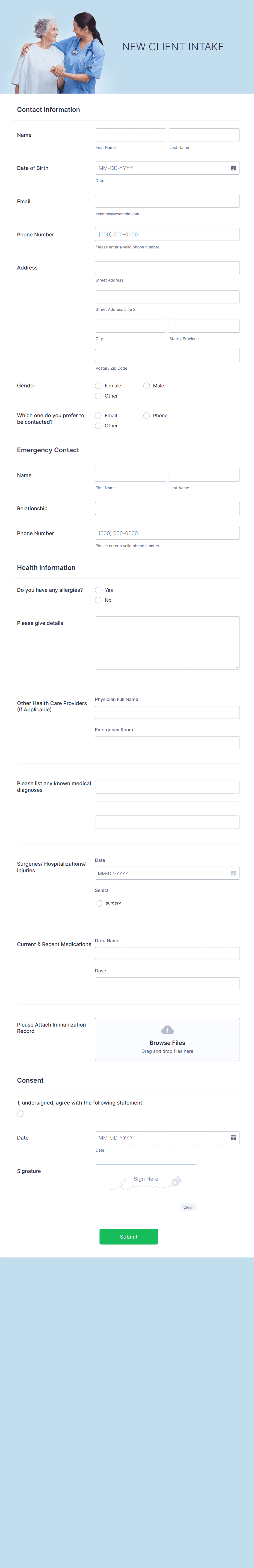 New Client Intake Form Template | Jotform