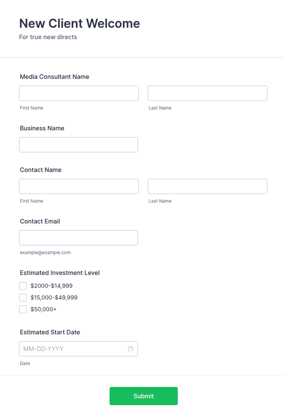 New Client Welcome Form Template | Jotform