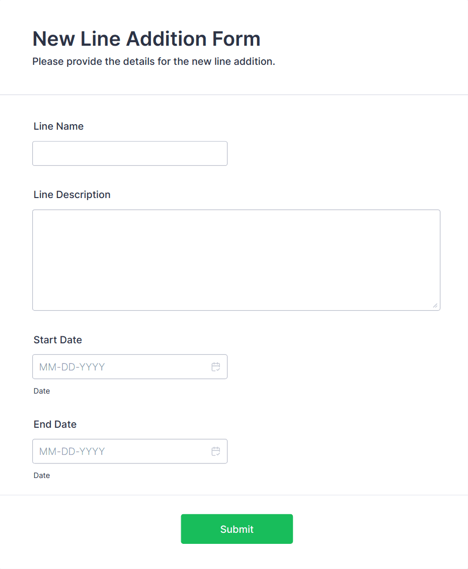 New Line Addition Form Template | Jotform