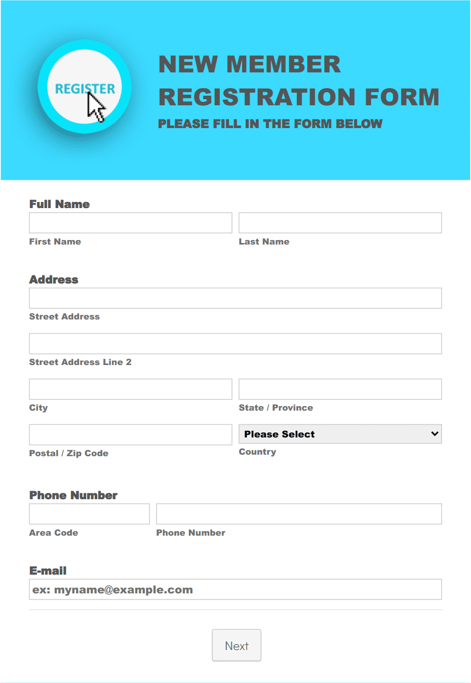 NEW MEMBER REGISTER PLEASE. Form Template | Jotform