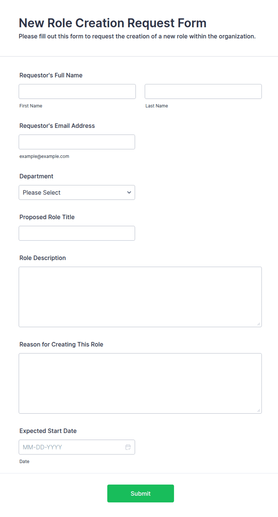 New Role Creation Request Form Template | Jotform