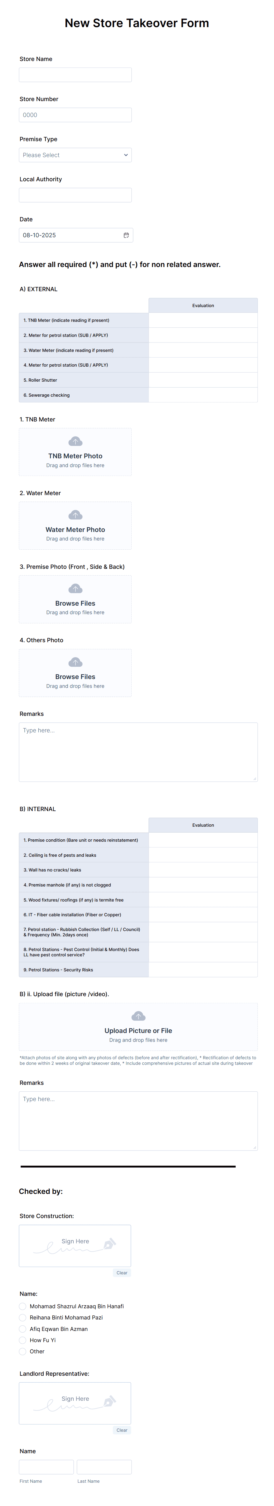 New Site Takeover Form Template | Jotform